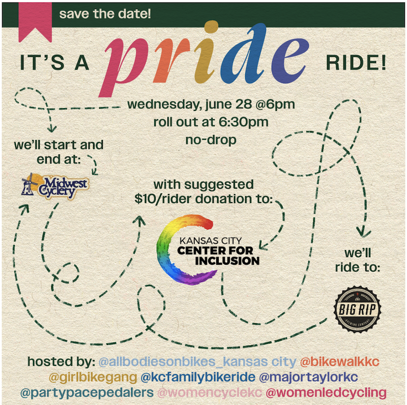 Pride Ride Benefit for KC Center for Inclusion – BikeWalkKC
